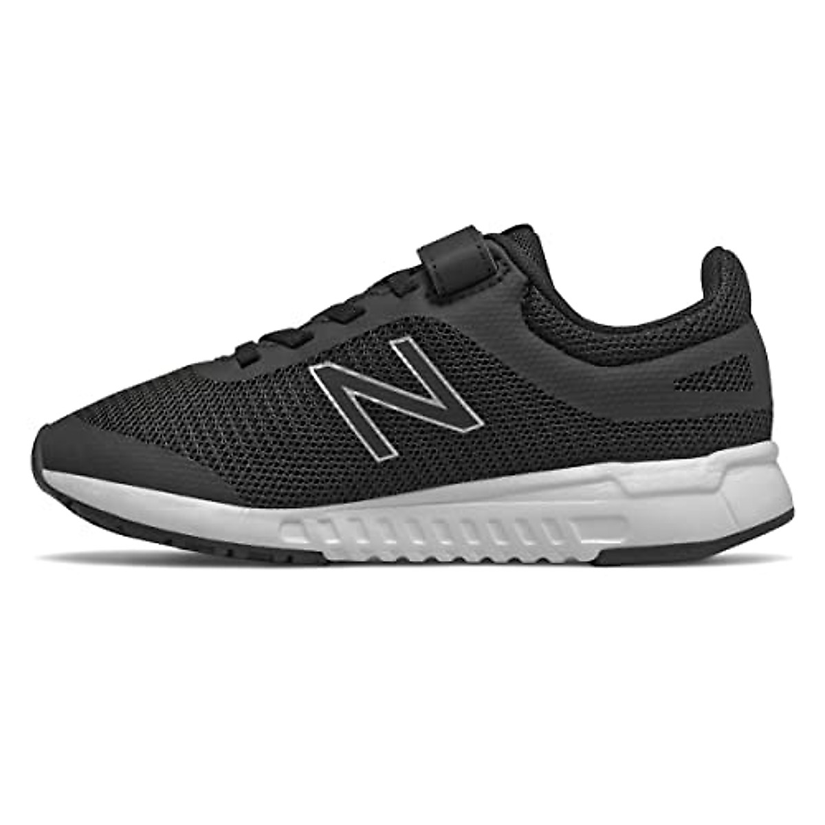 New Balance Kid's 455 V2 Hook and Loop Running Shoe, Black/White, 4 Infant