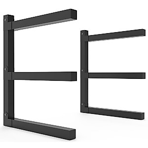 Tigerden Lumber Storage Metal Rack, 3-Level Wall-Mounted Organizer and Wood Rack, Indoor & Outdoor Storage Solution for Workshop or Garage - 1 Pack