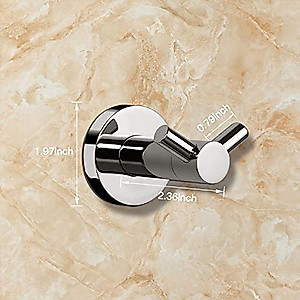 CRO DECOR Towel Hooks Bathroom Coat Hook Stainless Steel Heavy Duty Door Hanger Towel Robe Cabinet Closet Sponges Wall Hook, Chrome Polished Finish