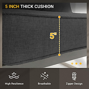 UDPATIO Metal Outdoor Patio Furniture Set, Modern Outdoor Conversation Furniture Sets w/Coffee Table, Sectional Furniture with Thick, Washable and High-Resiliency Sponge Cushions, Deep Grey, 4 PCS