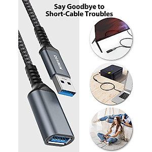 2 Pack 3.3FT + 6.6FT USB 3.0 Extension Cable, NIMASO USB A Male to Female Extension Cord Durable Material Fast Data Transfer Compatible with Printer, USB Keyboard, Flash Drive, Hard Drive, Playstation