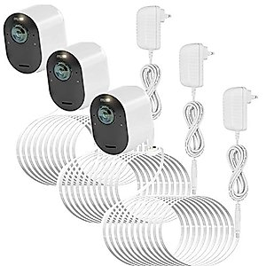 Uogw Charging Cable for Arlo Pro 4/Arlo Ultra 2/Arlo Pro3/Arlo Ultra/, Magnetic Connector, Power Adapter and Power Cable, Weatherproof Outdoor Use- 25ft/7.5M (3Pack,White)