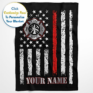 Cozy Custom Firefighter Blanket | Personalized Toddler Bed Throw | Fireman Bedroom Decor | Soft Plush Fleece Sofa Throw | Warm Living Room Couch Blankets | Customized Boy Birthday Gift | Sherpa 60x80
