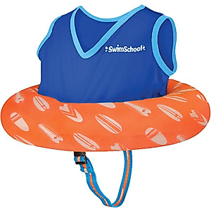 SwimSchool Deluxe Swim Trainer – Heavy Duty Toddler Swim Vest Floatie – Comfortable Sweater-Fit Design with Adjustable Safety Seat – Berry/Blue
