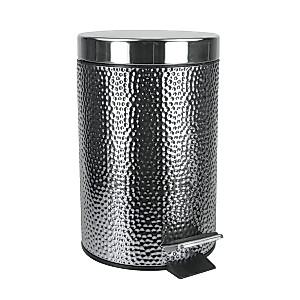 Home Basics (Silver) Hammered Stainless Steel Step-Activated Bedroom Trashcan