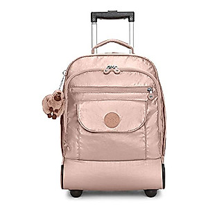 Kipling Sanaa Large Metallic Rolling Backpack Rose Gold Metallic