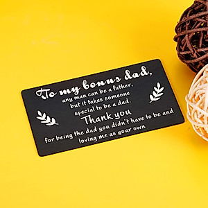 TI-EDC Gifts for Stepdad Bonus Dad Engraved Wallet Card for Fathers Day Card for Dad from Daughter Son Thank You Card Gifts for Dad to Be Dad Birthday Gifts for Men