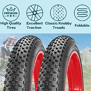 2 Pack 20" 26" Fat Tires 20/26 x 4.0 inch Fat Bike Tire Bike Tubes and Tire Levers for Folding Tires Electric Snow Beach Bicycle Tire Bicycle (26 X 4.0 2 Tires 2 Tubes)