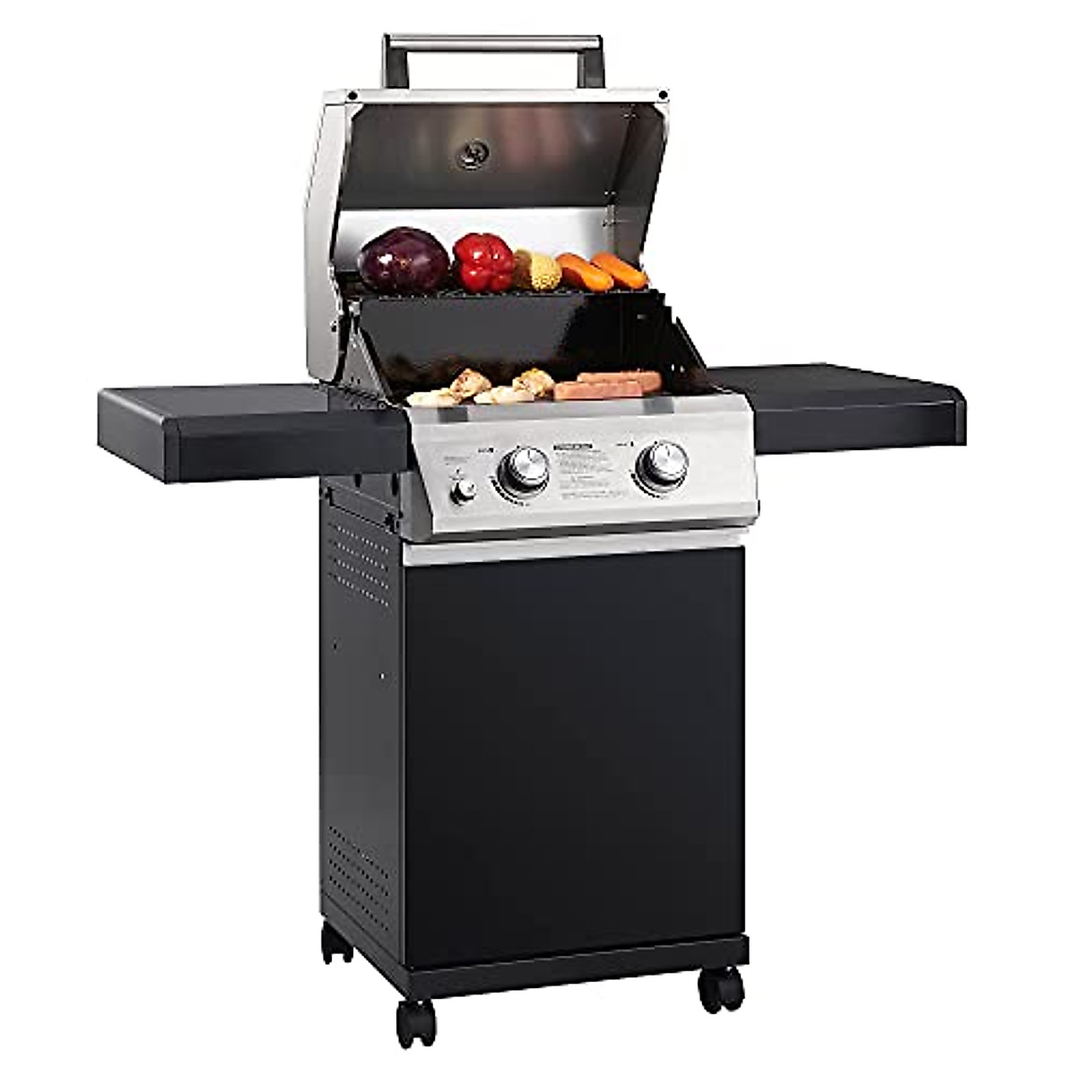 Monument Grills 2 Burners Propane Gas Grill Outdoor Cooking Stainless Steel BBQ Grills with LED Controls, Black
