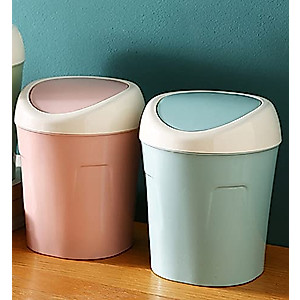 xiaomin Desktop Mini Waste Can with Swing Lid, Stylish Lace Polka Dot Table Trash Bin Table Waste Paper Basket Round Small Trash Can for Office Bathroom Children Bedroom, Trash Garbage Can (Pink)