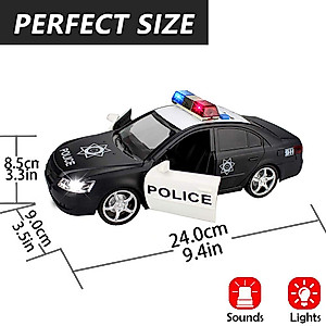 Liberty Imports Toy Police Car with Light & Sounds – Friction Powered Plastic Patrol Cop Play Vehicle with Openable Doors for Kids