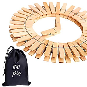 Small Clothes Pin, Mini Clothespins for Crafts,100 PCS Mini Clothes Pins Wooden with Storage Bag,Small Clothes Pins for Photos,Crafts,Hanging Clothes,Baby Shower,Display Artwork