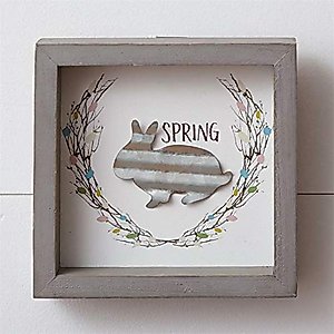 N?A Rustic Farmhouse Shabby Chic Easter Spring Bunny Eggs Box Sign Picture 5" Home and Garden Ornament