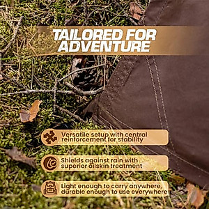 Bushcraftspain Waterproof Oilskin Tarp 6’7’’ x 8’2” - Brown Waxed Cotton Canvas Shelter for Survival,Bushcraft and Camping -Lightweight - Made in Spain