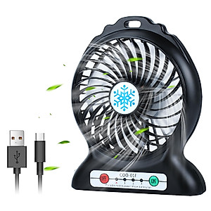 GGH Portable Fan Rechargeable,Personal Desk Fan,Small Battery Operated USB Fan with Flashlight,3 Speeds Wind Quiet Mini Desktop Fan for Travel,Camping,Bedroom,Office