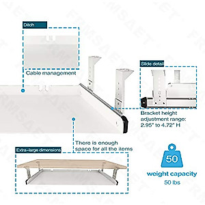 FRMSAET Under Desk Keyboard Tray Heavy-Duty All-Metal Material 20/24/30 inches Platform Computer Drawer Organizer Home Office Kitchen Bedroom Garage Storage Tool - Easy to Install.(24 inches, White)