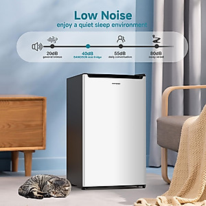 BANGSON 2.1 Cu.ft Upright Freezer, Compact Mini Freezer with Reversible Door, Adjustable Thermostat, Removable Shelves, Energy-Saving Small Freezer for Garage/Dorm/Office/Apartment, Silver