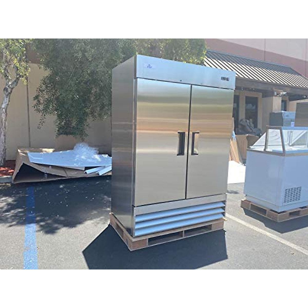 Commercial Freezer 2-Doors Solid Upright Reach in Two Section Stainless Steel NSF 54" Width, Capacity 47Cuft, Restaurant Quality Kitchen -8°F Cold al32Adup1