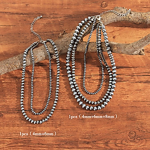 CHISOONBANNER Western Jewelry Navajo Pearl Necklace for Women Beaded Necklace Boho Vintage Choker(1pcs（4mm+6mm）)