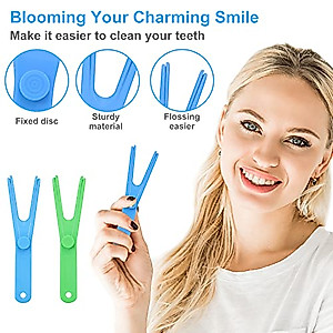 10 PCs Reusable Flosser Holder, Dental Floss Holder, Floss Handle Durable Adults and Kids Dental Tools…