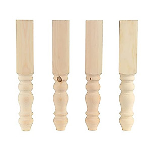 CAROLINA LEG CO. Chunky Farmhouse End Table Legs - Unfinished - DIY Furniture - Turned Legs - Set of 4 - Dimensions: 3.5" x 23"