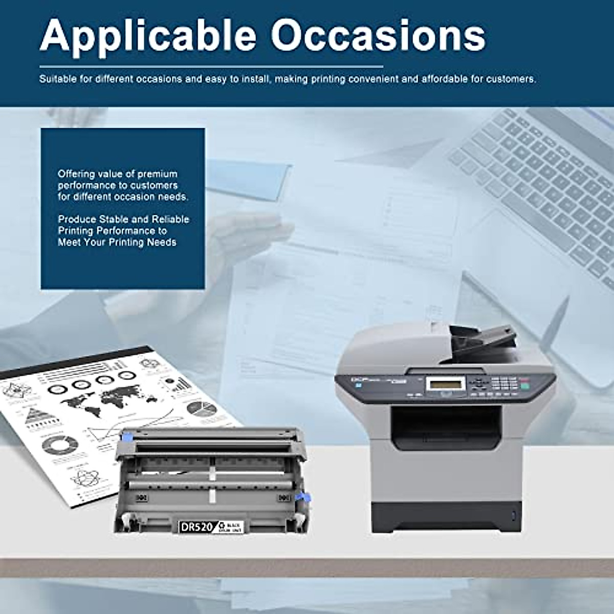 MITOCOLOR DR520 DR-520 Drum Unit Replacement for Brother DR520 Toner for HL-5240 HL-5250DN MFC-8460N MFC-8480DN MFC-8660DN MFC-8680DN Drum Printer, DR520-1PK