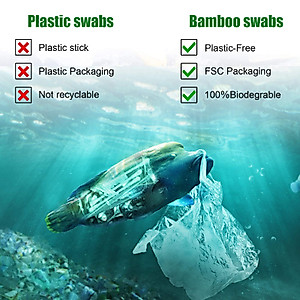 FOVURTE Bamboo Cotton Swabs 400 count, Organic Cotton Swab Round Tips, Natural Wooden Cotton Buds for Ears, Double Heads Ear Sticks Travel, Makeup Remover