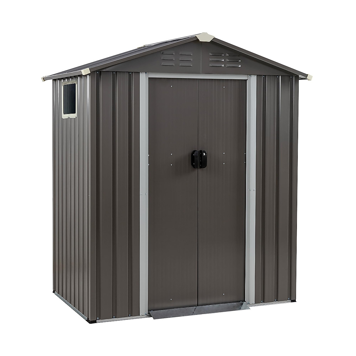 Vongrasig 5 x 3 x 6 FT Outdoor Storage Shed, Metal Tool Shed Clearance Garden Steel Shed with Side Window and Lockable Door Waterproof Tool Shed for Backyard Patio, Lawn (Gray)