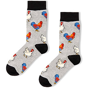 HAPPYPOP Funny Farmer Gifts Chicken Gifts Men, Chicken Wing Socks Farm Animal Rooster Socks Dad