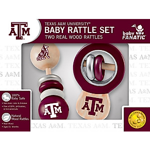BabyFanatic Wood Rattle 2 Pack - NCAA Texas A&M Aggies - Officially Licensed Baby Toy Set