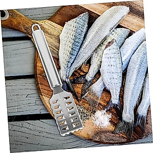 FUNOMOCYA Fish Scale Shaver Remove Fish Scale Fish Grater Living Fish Shaver Fish Scaler Brush Fish Scaler Kit Seafood Tool Scale Scraper Fish Gripper Fish Skin Cleaner Scale Peeler Silver