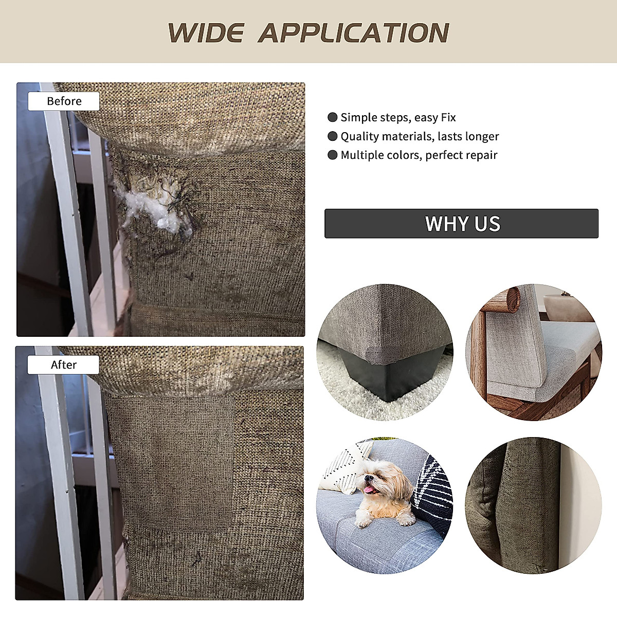 Coarse Linen Repair Patches, Self-Adhesive Linen Fabric Patches, 8X11 inch Extra Size, Multi Color, Can be Used for Linen Sofa Repair and Linen Clothes Repair(8" x 11",Light Grey)