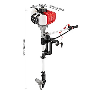 DNYSYSJ Outboard Motor Boat Engine 2 Stroke 2.5HP Superior Engine Outboard Motor Marine Boat Motor with Air Cooling System, CDI Ignition System, Manual Pull Start for Inflatable Fishing Boats