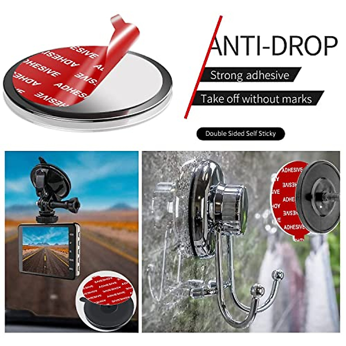 Sticky Adhesive Replacement for Windshield Camera Holder, AZXYI 6pcs 2.76''(70mm) VHB Circle Double-Sided Adhesive Tapes for Dashboard Suction Cup Mount, Mounting Disk Pads, Dash Cam/GPS/Sucker Holder