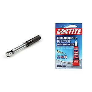 TEKTON 1/4 Inch Drive Dual-Direction Click Torque Wrench (10-150 in.-lb.) | TRQ21101 & Loctite Threadlocker Blue 242 Nut/Bolt Locker