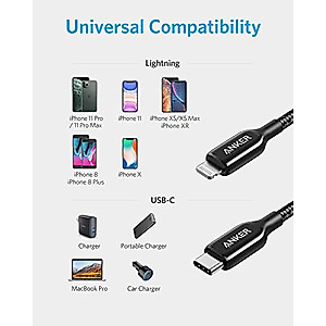 Anker USB C to Lightning Cable (6ft) Powerline+ III MFi Certified Lightning Cable for iPhone 13 13 Pro 12 Pro Max 12 11 X XS XR 8 Plus, AirPods Pro, Supports Power Delivery (Black)