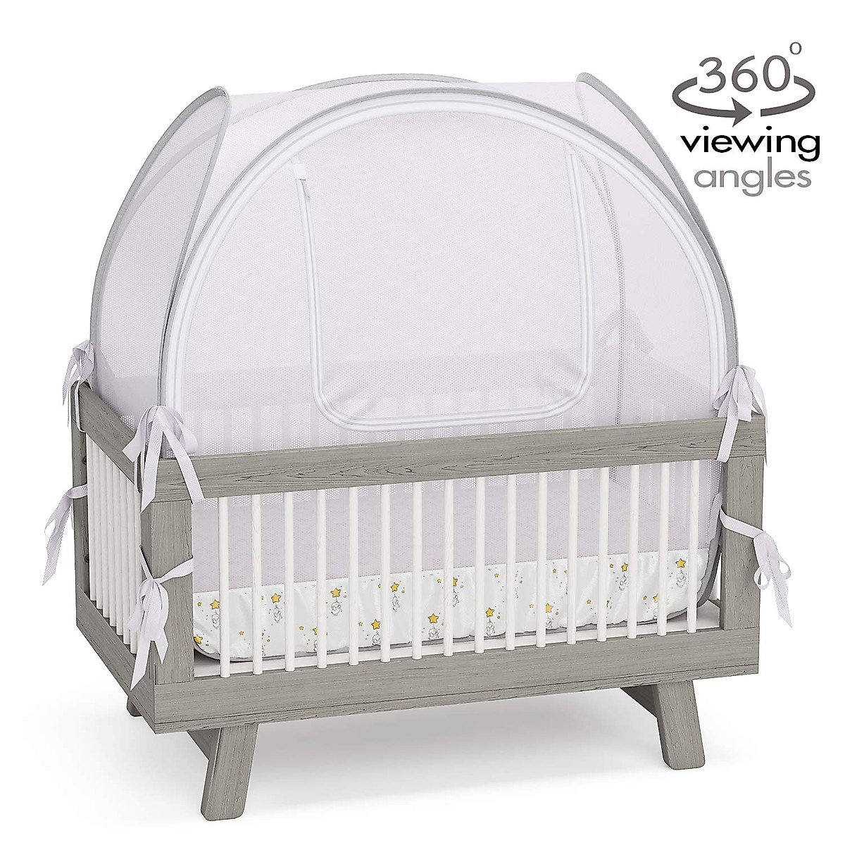 Nahbou Baby Crib Tent - Crib Canopy: Net Cover Crib Tent to Keep Baby from Climbing Out and Safety Crib Tent to Keep Cats Out. Popup Crib Net and Crib Cover Protects Against Mosquito Bites & Toddlers