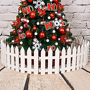 White Christmas Tree Fence 4 pcs 9.8x11.8 Inch Christmas Tree Gate for Dogs Cats Wedding Party Decoration Indoor Garden Border Grass Lawn Edge Fence(39.4 inch Total)