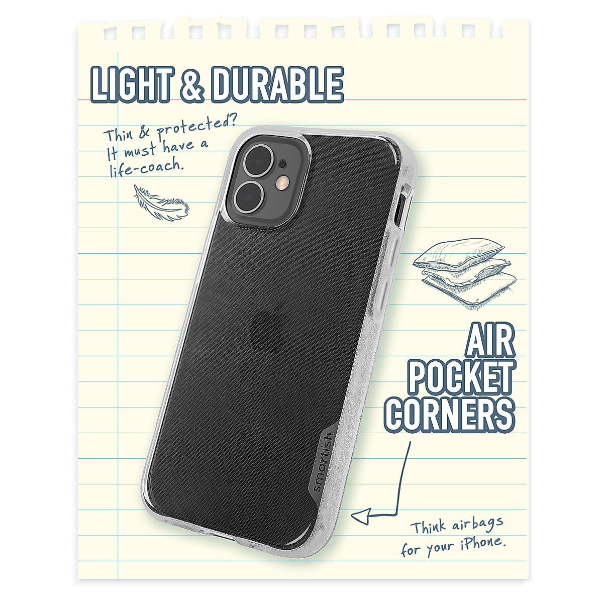 Smartish iPhone 12 Mini Slim Case - Gripmunk [Lightweight + Protective] Thin Cover (Silk) - Nothin' to Hide