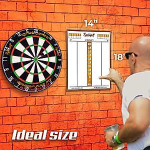 IgnatGames Dry Erase Darts Scoreboard - Double Sided Dart Scoreboard with 2 Magnetic Dry Erase Pens - Professional Dart Board Scoreboard for X01, Cricket and 10+ Darts Games