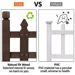 Topeakmart Wood Picket Garden Fence Edging Fencing Garden Yard Border Edging Panels Posts Flower Plants Pool Fences 177.5 x 21.7’’ (LxW)