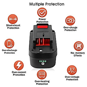 【Lithium-ion | NOT Ni-Mh】 3000mAh 18V Replacement Battery for Black and Decker 18V HPB18 HPB18-OPE 244760-00 A1718 FS18FL FSB18 Firestorm Cordless Power Tools Lithium Battery