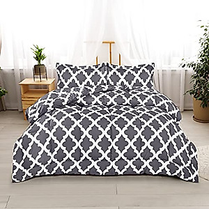Utopia Bedding - Comforter Bedding Set with 2 Pillow Shams - Bedding Comforter Sets - Down Alternative Comforter - Soft and Comfortable - Machine Washable, Quatrefoil Gray, Queen