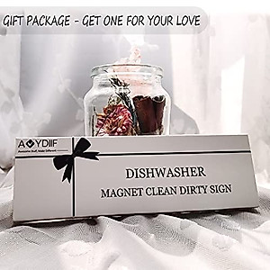 Dishwasher Magnet Clean Dirty Sign, Non-Scratching/Super Strong Soft Magnet with Double-Sided Adhesives/Easy to Read & Slide for Kitchen/Dishwasher/Fridge/Laundry/Washing Machine (Silver & White)