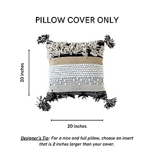 CASA BOHO Pillow Cover Decorative Throw Pillows for Bed 20x20 Pillow Covers Decorative Pillows Boho Pillows Black White Tan