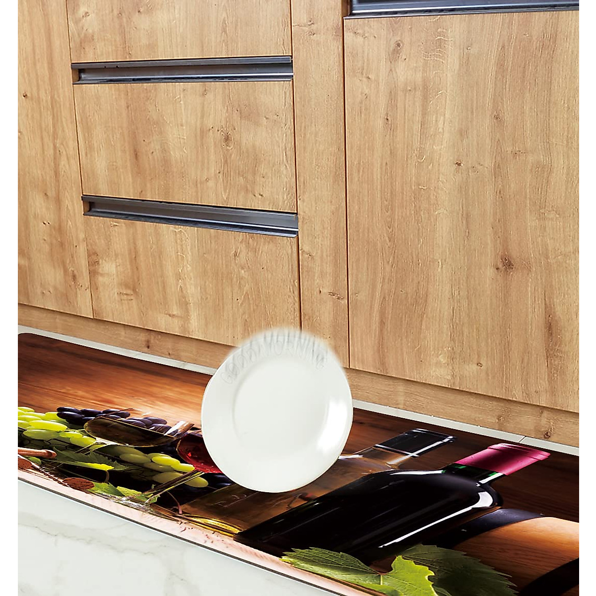 AILUER Red Kitchen Rugs and Mats Set 2 Piece Red Rose Wine Kitchen Decor for Kitchen Non-Slip Kitchen Mats Rugs for Kitchen & Laundry (Red and White Wine, 17.5"x29.5"+17.5"x47")