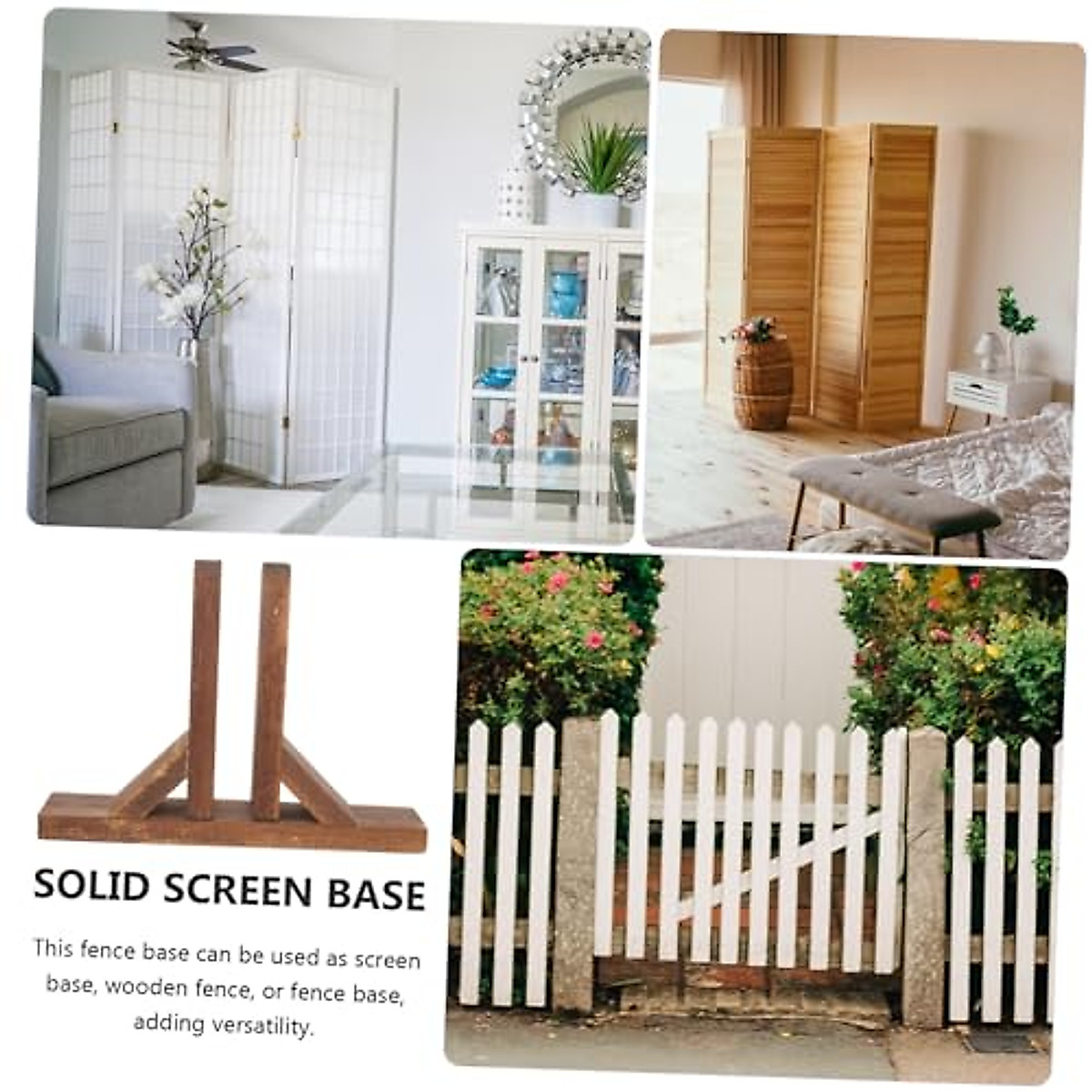 JEWEDECO Solid Wood Screen Base Room Divider Stand Fences Patio Fence Base Room Partition Support Bases Garden Border Edging Divider Supply Room Supply Partition Holders Screen Feet Wooden