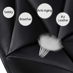 Yaheetech Bar Stools Set of 4 Adjustable PU Leather 360°Swivel Count Bar Chair with Backresr Home Kitchen Counter Stools for Kitchen Counter, Black