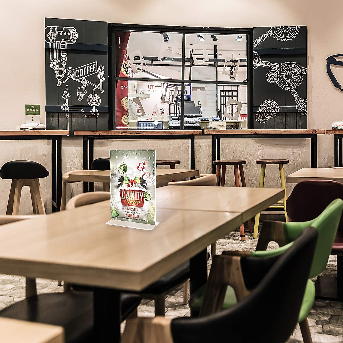 HIIMIEI 8.5x11 Acrylic Sign Holder Table Menu Display Stand, Clear Plastic 8.5x11 Double Sided Picture Frames for Desk Display(6 Pack)