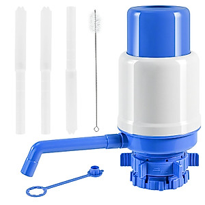 Manual Water Dispenser for 5 Gallon Bottle – Hand Press 5 Gallon Water Dispenser, Universal Fit for 2-5 Gallon Crown Top Jugs - 3 Tube Lengths, Protective Spout Cap, Cleaning Brush, BPA-Free